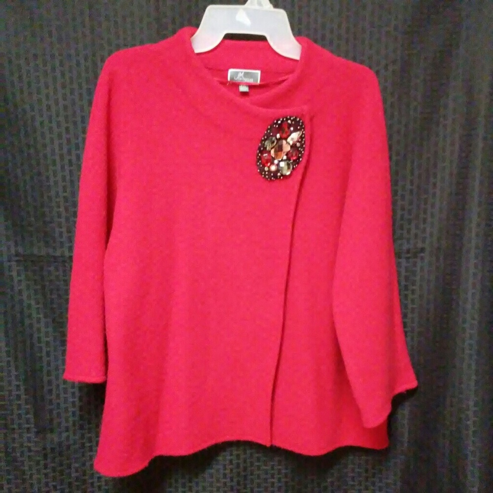 Jm Collection Embellished Cardigan Sweater Wool - Gem